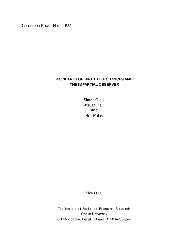(PDF) Accidents of Birth, Life Chances and the Impartial Observer