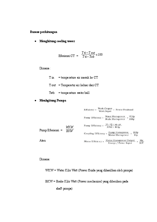 (DOC) Rumus perhitungan @BULLET Menghitung cooling tower