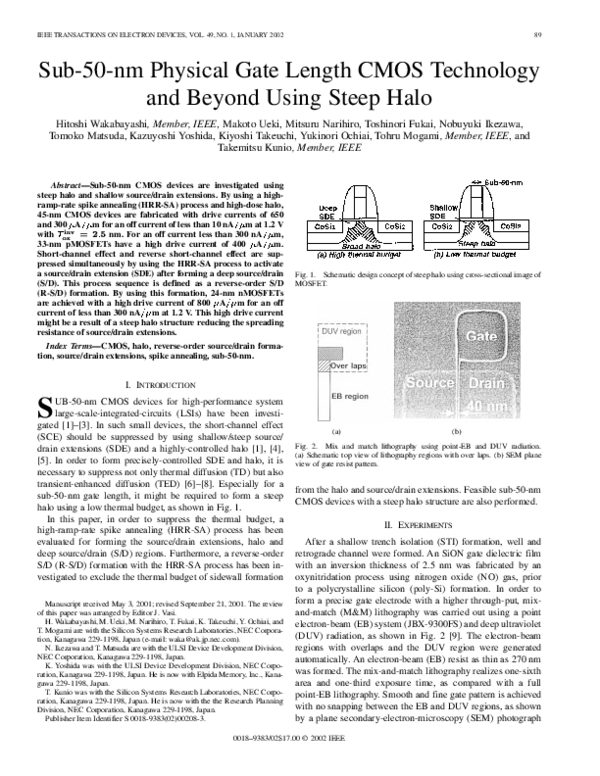 (PDF) Sub-50-nm physical gate length CMOS technology and beyond using ...