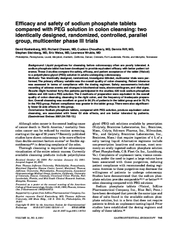 (PDF) Efficacy and safety of sodium phosphate tablets compared with PEG ...