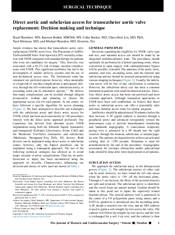 (PDF) Nontransfemoral access alternatives for transcatheter aortic ...