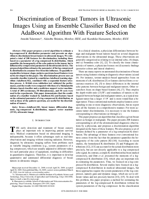 (PDF) Discrimination of Breast Tumors in Ultrasonic Images Using an Ensemble Classifier Based on ...