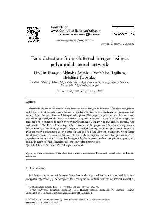 (PDF) Face detection from cluttered images using a polynomial neural network