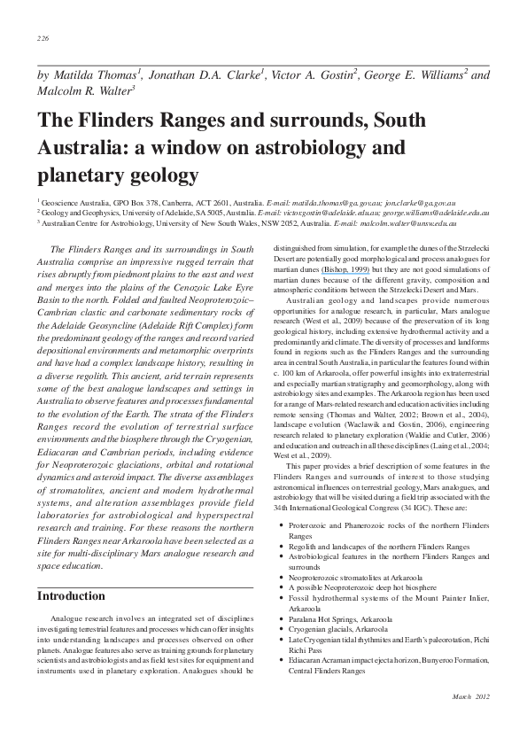 (PDF) The Flinders Ranges and surrounds, South Australia: A window on ...