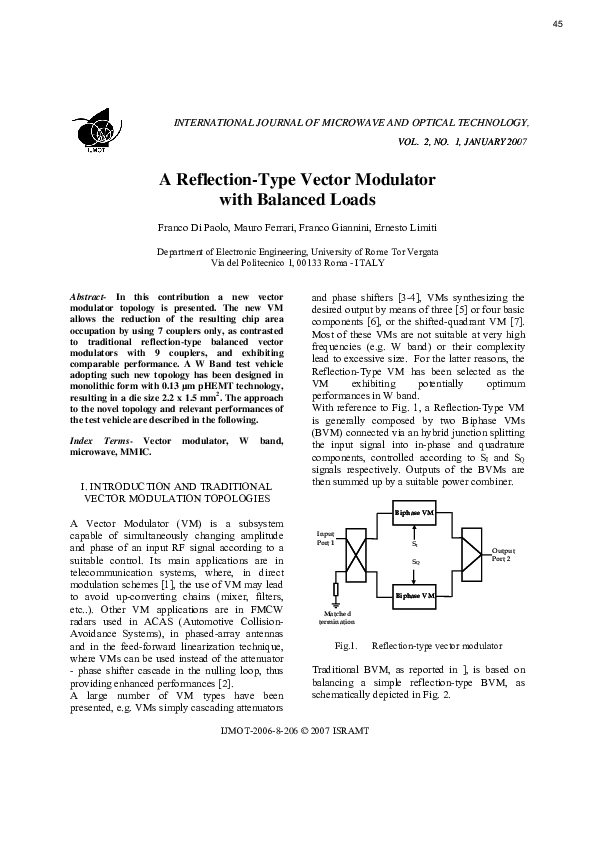 (PDF) A Reflection-Type Vector Modulator with Balanced Loads