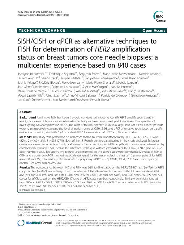 (PDF) SISH/CISH or qPCR as alternative techniques to FISH for ...