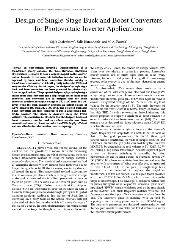 (PDF) Design of single-stage buck and boost converters for photovoltaic ...