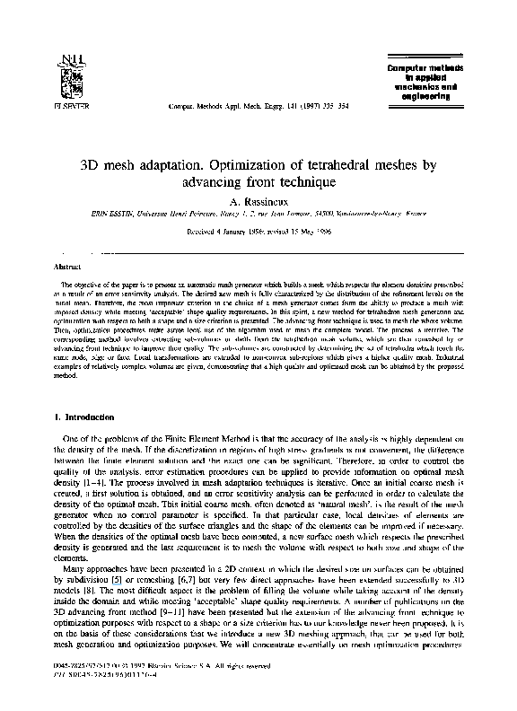 (PDF) 3D mesh adaptation. Optimization of tetrahedral meshes by ...