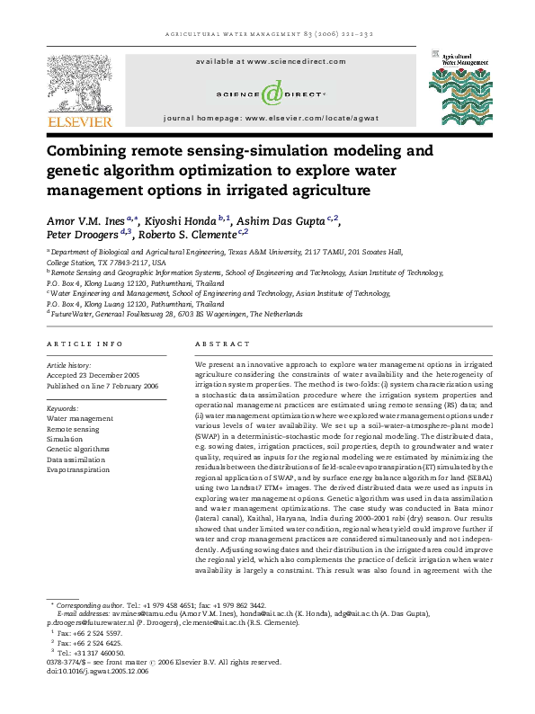 Pdf Combining Remote Sensing Simulation Modeling And Genetic