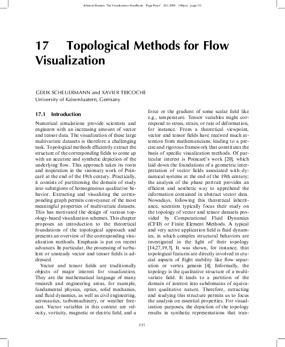(PDF) 17 Topological Methods for Flow Visualization