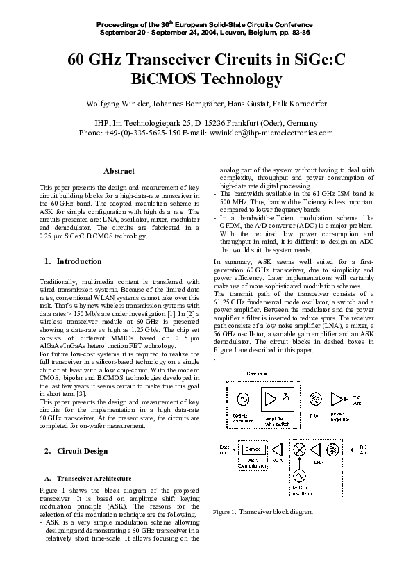 (PDF) Design of a 1.2-V 60 GHz transceiver in a 90nm CMOS RF technology ...