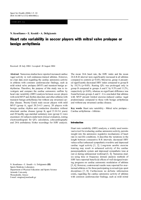 (PDF) Heart rate variability in soccer players with mitral valve ...