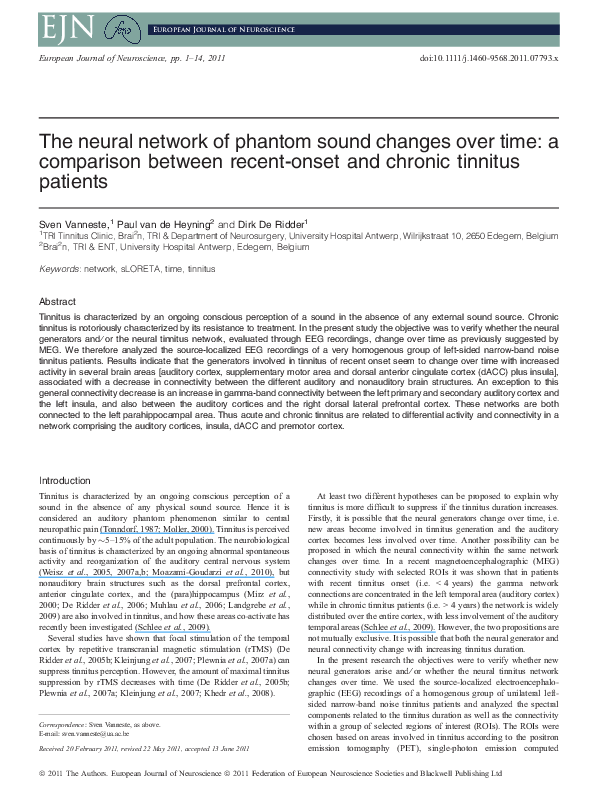 (PDF) The neural network of phantom sound changes over time: a comparison between recent-onset ...
