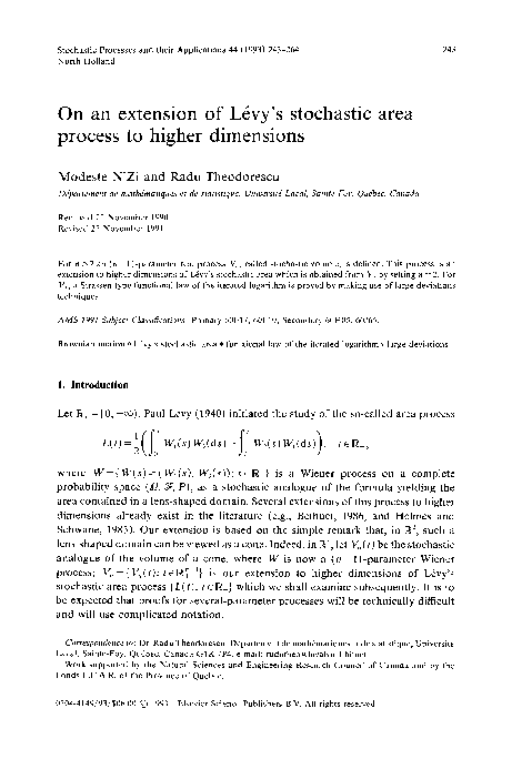 (PDF) On an extension of Lévy's stochastic area process to higher ...