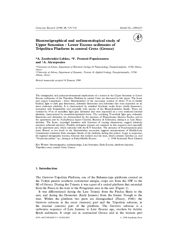 (PDF) Bioistratigraphical and sedimentological study of Upper Senonian ...