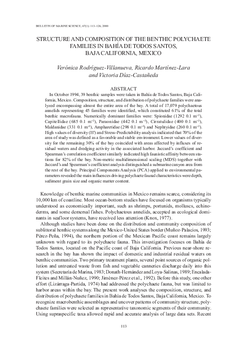 (PDF) Structure and composition of the benthic polychaete families in ...