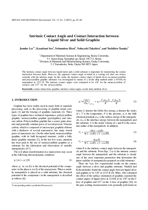 (PDF) Intrinsic contact angle and contact interaction between liquid ...