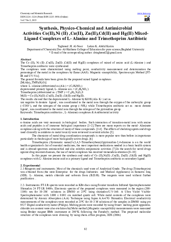 (PDF) Synthesis, Physico-Chemical and Antimicrobial Activities Co(II),Ni (II) ,Cu(II), Zn(II),Cd ...