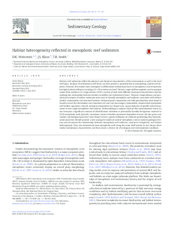 (PDF) Habitat heterogeneity reflected in mesophotic reef sediments