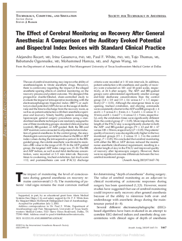 (PDF) Assessment of Depth of Anesthesia: prst Score Versus Bispectral ...