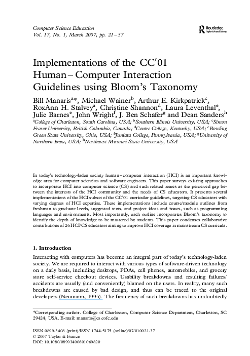 (PDF) Implementations of the CC′01 human – computer interaction ...