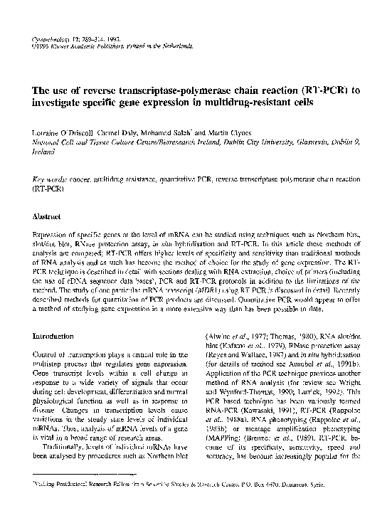 (PDF) The use of reverse transcriptase-polymerase chain reaction (RT ...