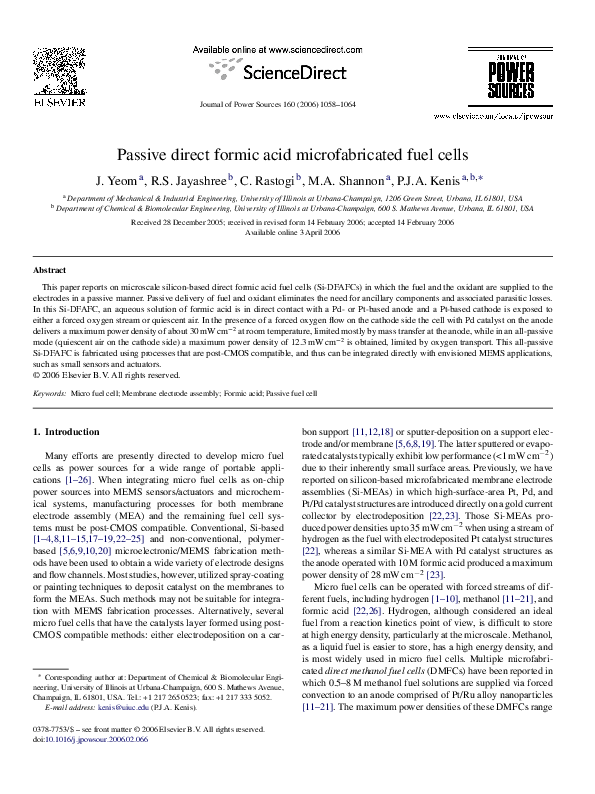 (PDF) Passive direct formic acid microfabricated fuel cells