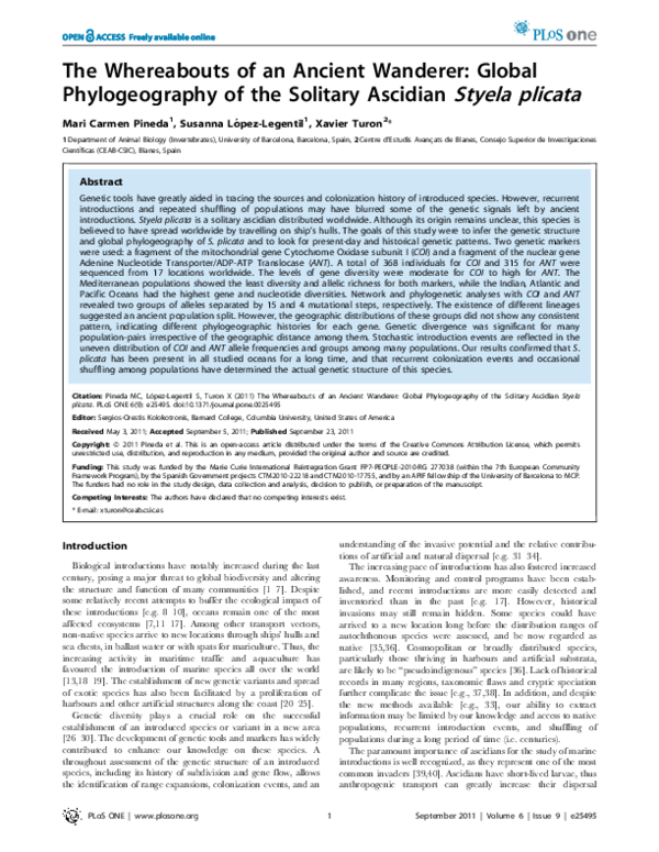 (PDF) The Whereabouts of an Ancient Wanderer: Global Phylogeography of ...