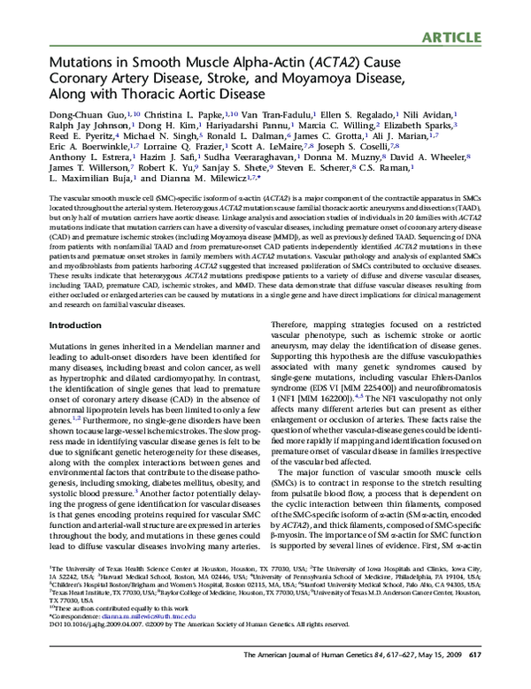 (PDF) Mutations in Smooth Muscle Alpha-Actin (ACTA2) Cause Coronary ...