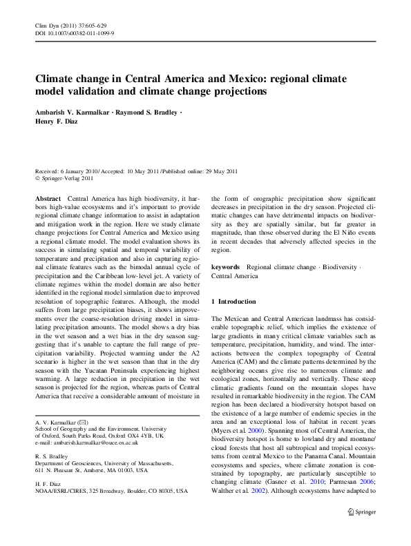 (PDF) Climate change in Central America and Mexico: regional climate ...