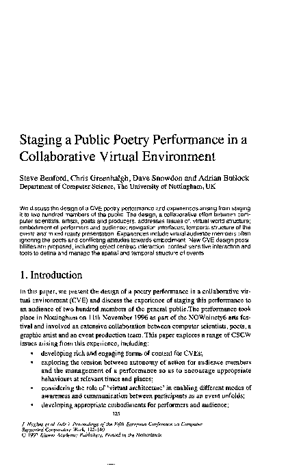 (PDF) Staging a Public Poetry Performance in a Collaborative Virtual ...
