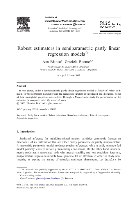 (PDF) Robust estimators in semiparametric partly linear regression models