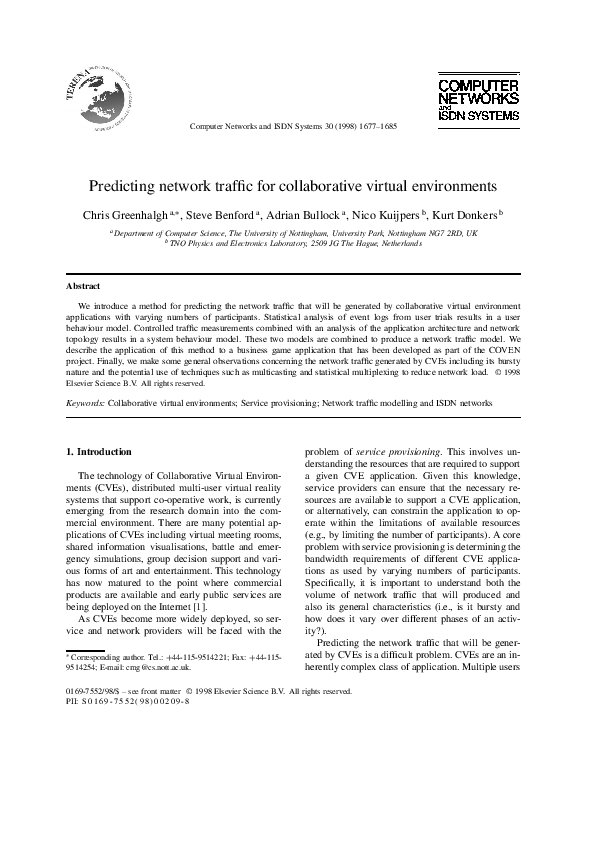 (PDF) Predicting Network Traffic in Virtual Environments