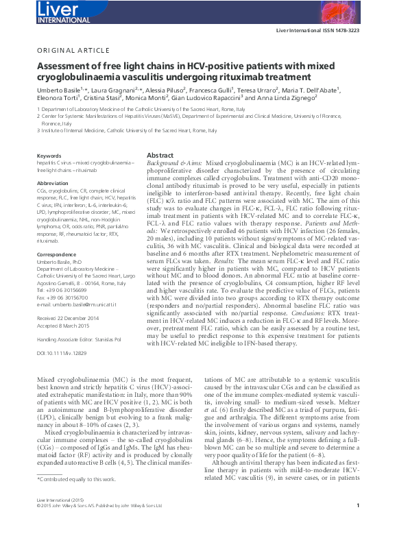 (PDF) Assessment of free light chains in HCV positive patients with ...