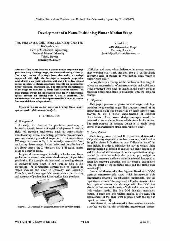 (PDF) Development of a nano-positioning planar motion stage