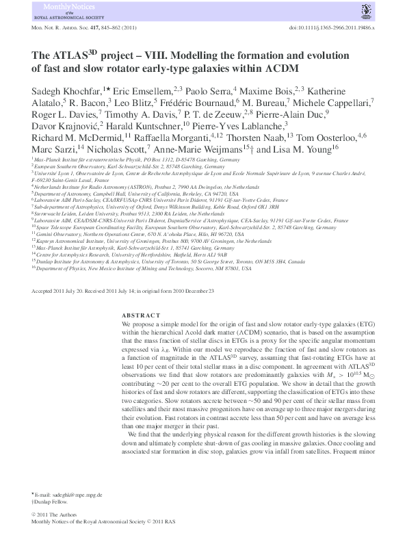 (PDF) The ATLAS3D project - VIII. Modelling the formation and evolution ...