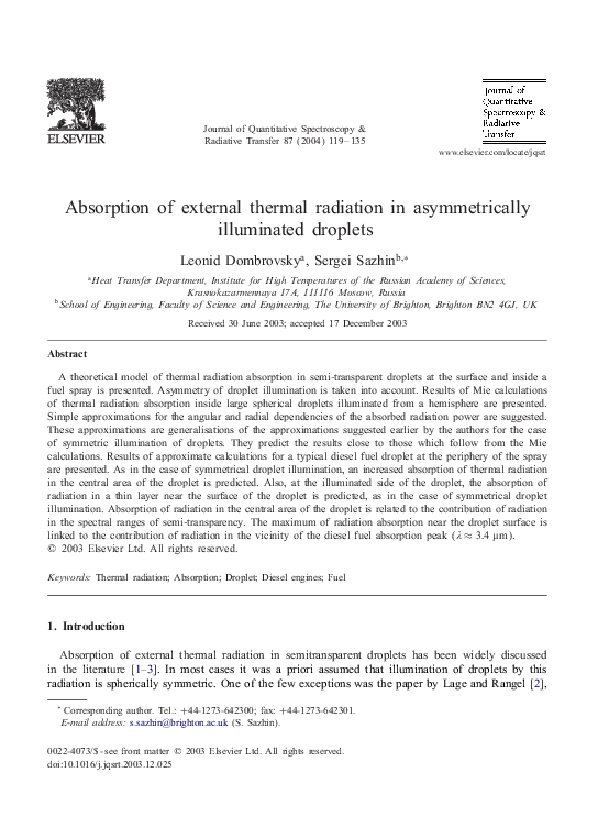 (PDF) Absorption of external thermal radiation in asymmetrically ...