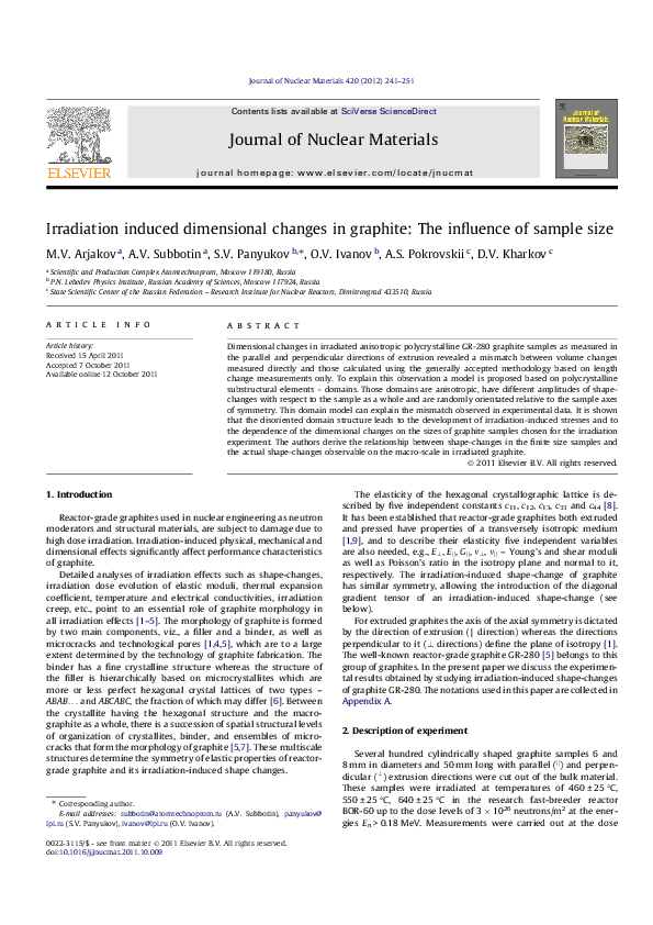 (PDF) Irradiation induced dimensional changes in graphite: The ...