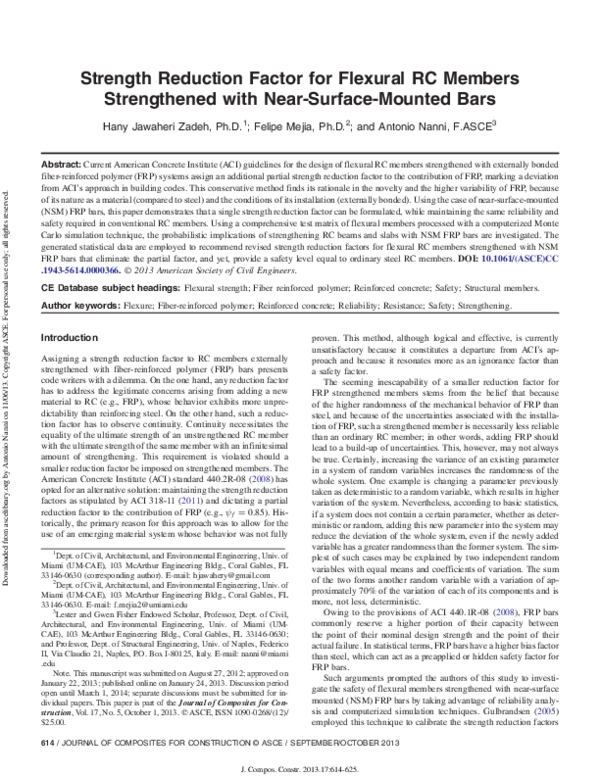 (PDF) Strength Reduction Factor for Flexural RC Members Strengthened with Near-Surface-Mounted Bars