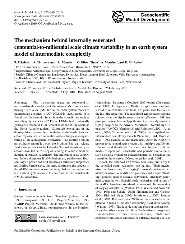 (PDF) Centennial-Millennial Climate Variability in AMOC