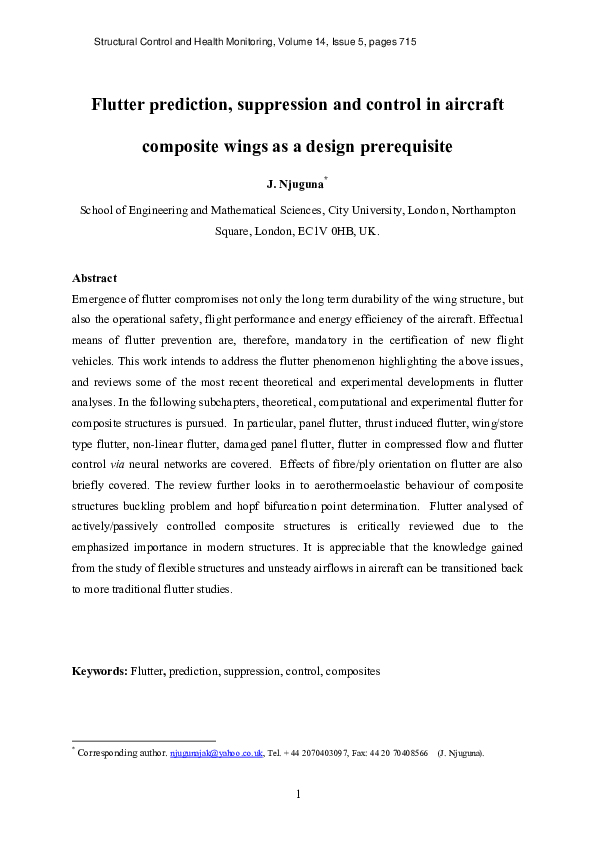 (PDF) Flutter prediction, suppression and control in aircraft composite wings as a design ...