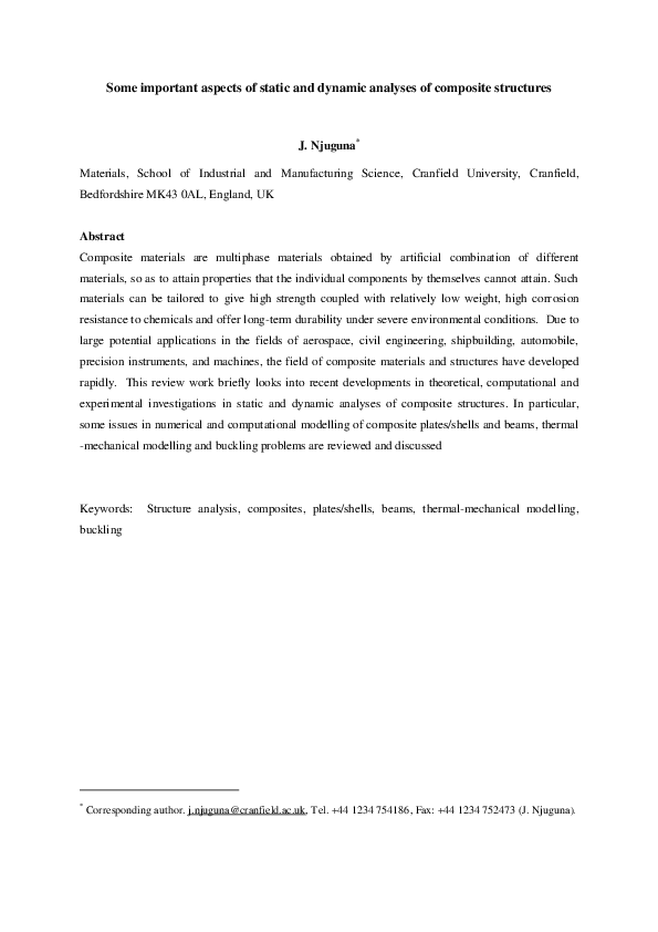 (PDF) Some important aspects of static and dynamic analyses of ...
