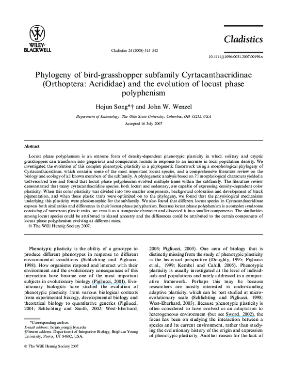 (PDF) Phylogeny of bird-grasshopper subfamily Cyrtacanthacridinae ...