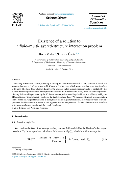 Pdf Existence Of A Weak Solution For A Moving Boundary Fluid