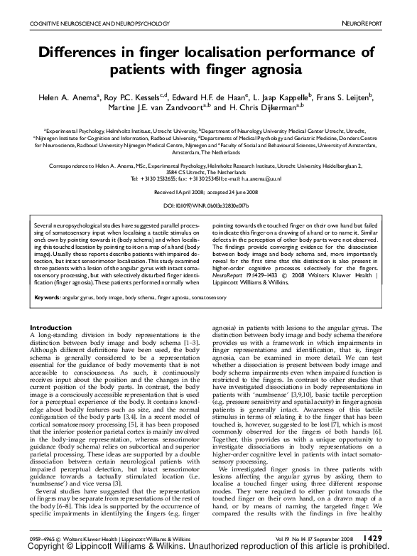(PDF) Differences in finger localisation performance of patients with ...