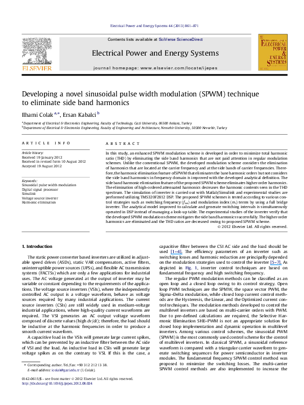 Pdf Developing A Novel Sinusoidal Pulse Width Modulation Spwm