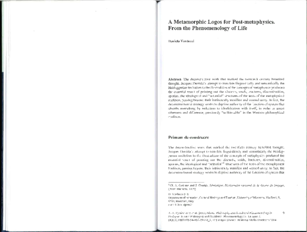 (PDF) A metamorphic logos for post-methaphysics. From the phenomenology ...