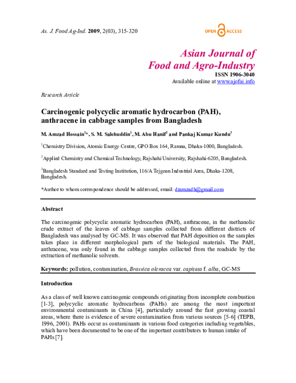 (PDF) Carcinogenic polycyclic aromatic hydrocarbon-DNA adducts and mechanism of action