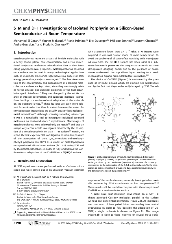 (PDF) STM and DFT Investigations of Isolated Porphyrin on a Silicon ...
