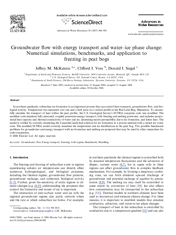 (PDF) Groundwater flow with energy transport and water–ice phase change ...